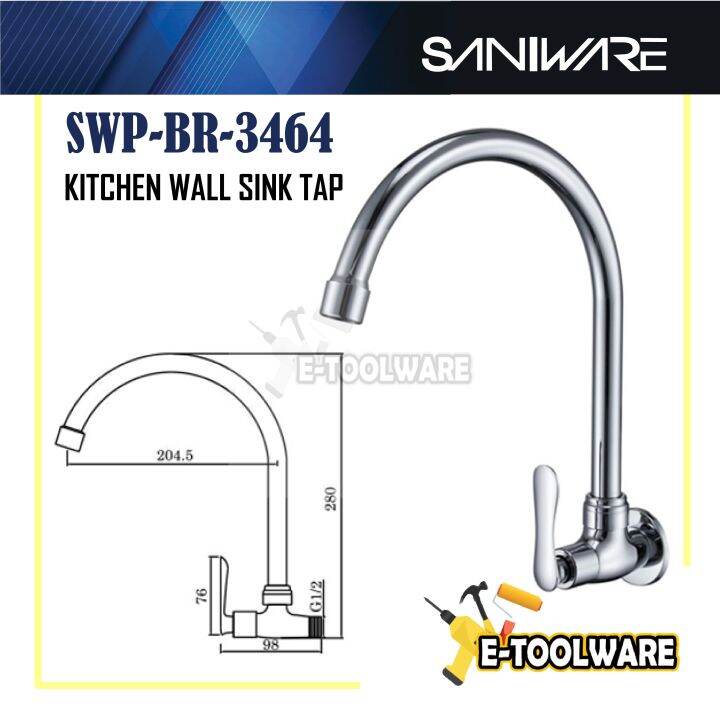 Saniware SWP-BR-3464 Kitchen Wall Sink Tap | Lazada