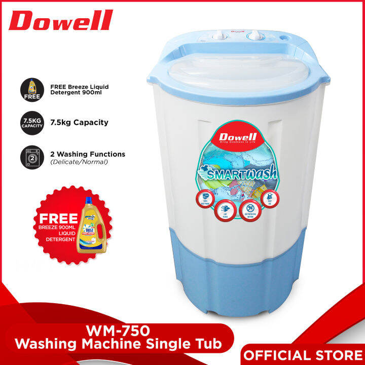 Dowell WM-750 Single Tub Washing Machine with FREE Breeze 900ml Liquid Detergent | Lazada PH