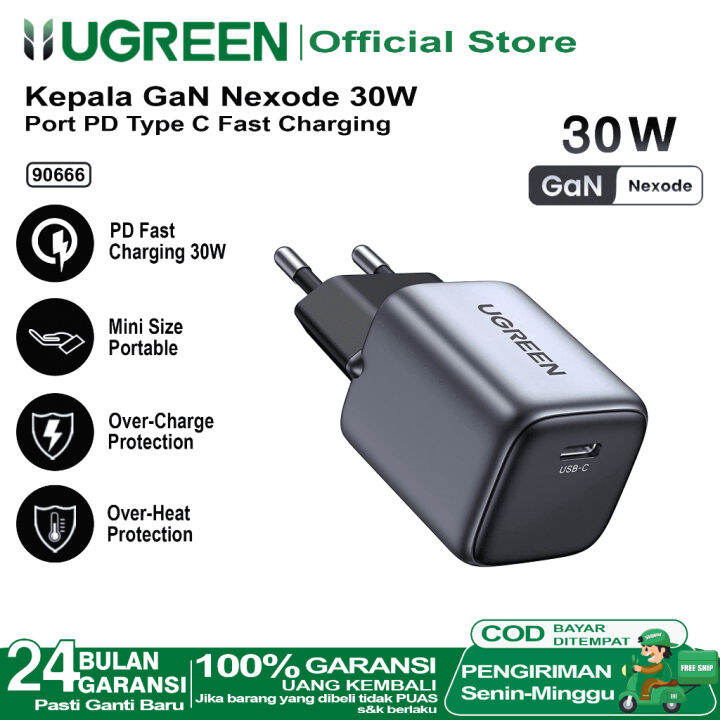 UGREEN Kepala Charger GAN Type C Fast Charging 30w 90666 | Lazada Indonesia