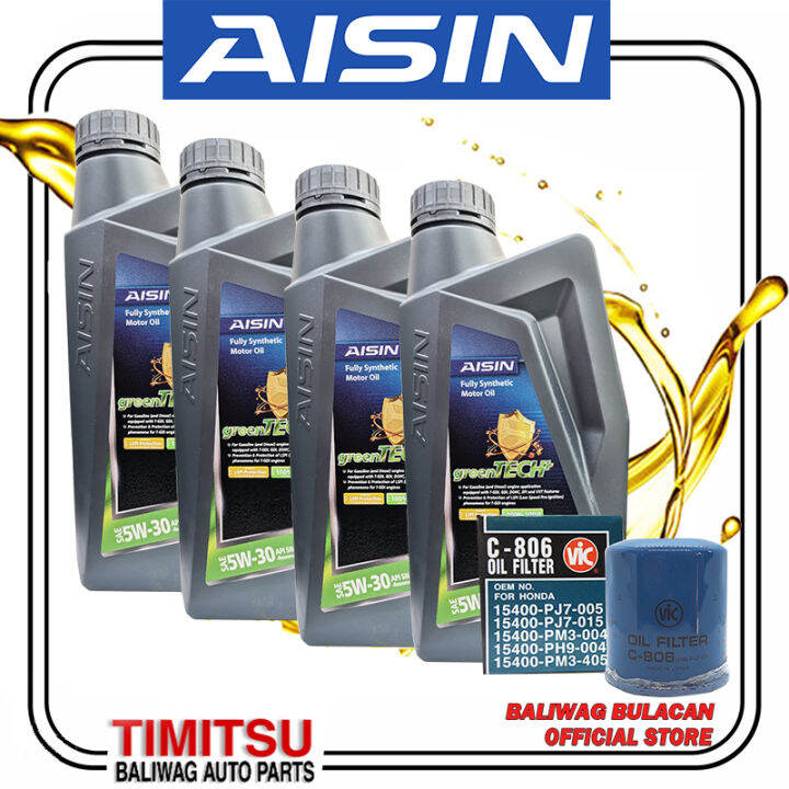 AISIN FULLY SYNTHETIC SAE 5W-30 OIL CHANGE PACKAGE FOR HONDA CIVIC / CITY / JAZZ / BRIO ...