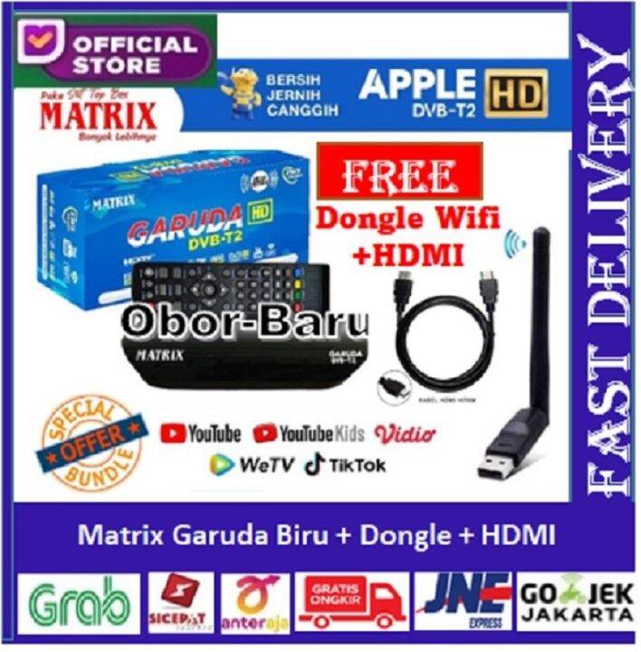 SET TOP BOX TV DIGITAL DVBT2 MATRIX GARUDA BIRU - STB+HDMI + Dongle ...
