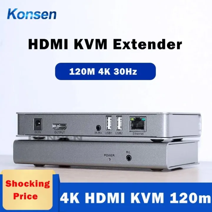4K 120M HDMI KVM Extender over Rj45 Ethernet Cat5/6 HDMI USB KVM 120M ...