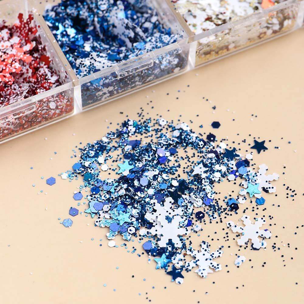 Y2K2 3D เล็บชุดทำเล็บมือชุดตกแต่งเล็บลายตารางเงาทรงเรขาคณิต12ช่องแวววาวเกล็ดเล็บเกล็ดหิมะเลื่อม ...