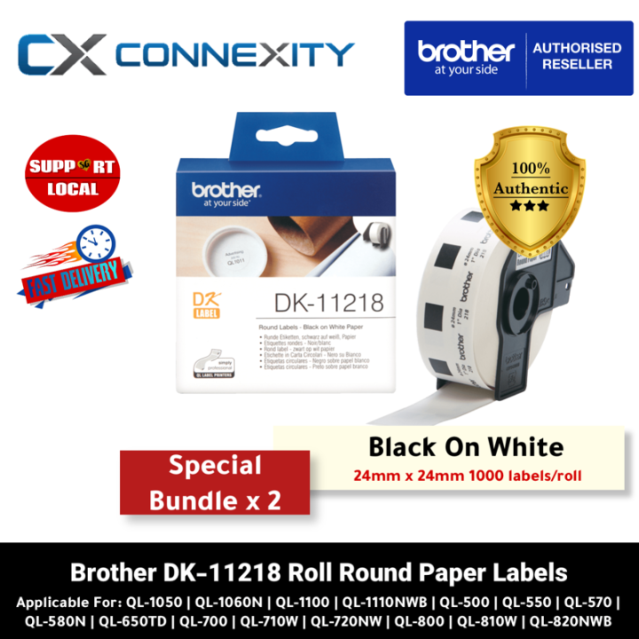 [Special Bundle] Brother DK-11218 Roll Round Labels x2 | Label Printer ...