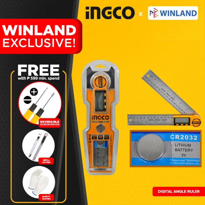 INGCO by Winland Stainless Steel Digital Angle Ruler 0-200mm(7 ...