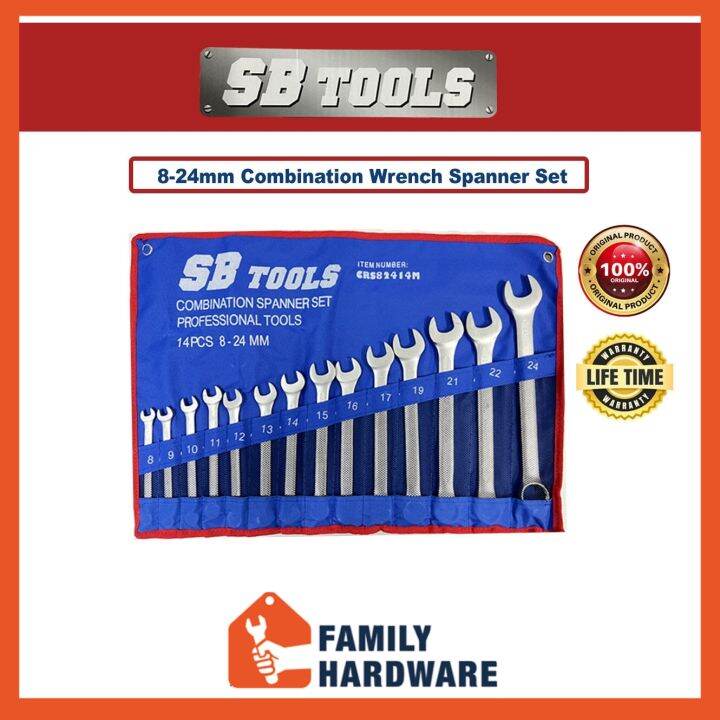 SB TOOLS HEAVY DUTY 8-24 MM COMBINATION WRENCH SPANNER SET Spanar | Lazada