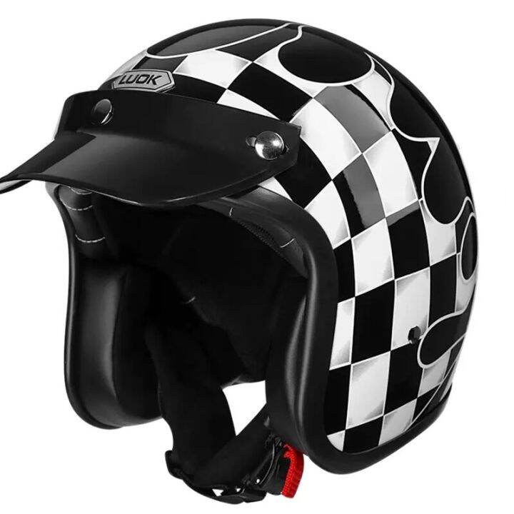 LUOK Raging Fire Retro Motorcycle Helmet Vintage Casque Casco Moto Jet ...