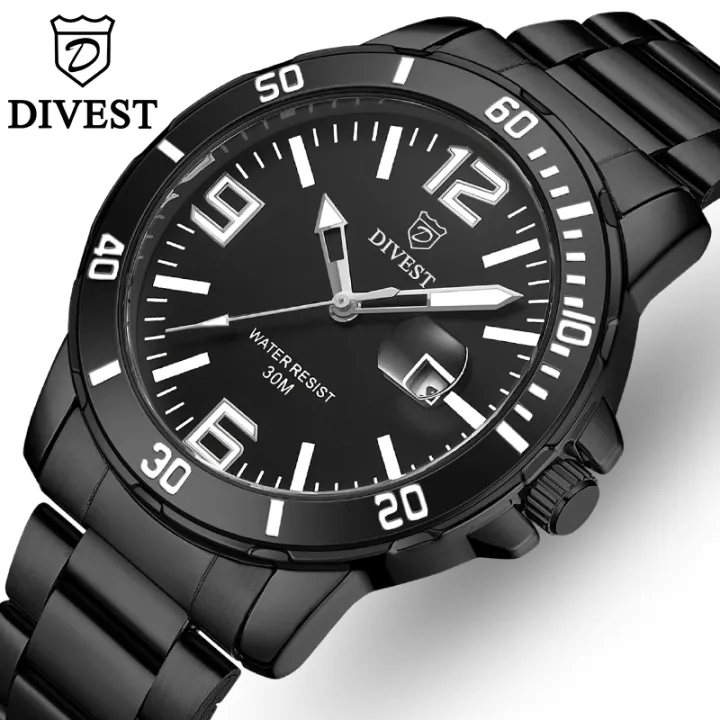 DIVEST ลำลองกีฬาสแตนเลสนาฬิกาบุรุษหรูหราแฟชั่นควอตซ์ผู้ชายนาฬิกาทหารกัน ...