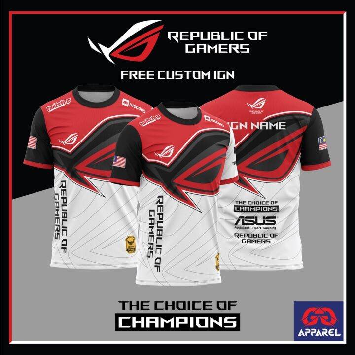 ROG REPUBLIC OF GAMERS JERSEY UNISEX FULL SUBLIMATION（free custom NAME ...