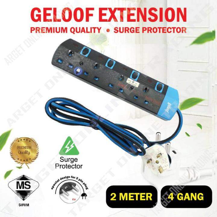 SIRIM APPROVED Surge Protector Extension Trailing Cord 2Pin Plug (4 ...