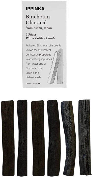 IPPINKA Binchotan Charcoal Sticks from Kishu, Japan - 6 Slim Personal ...
