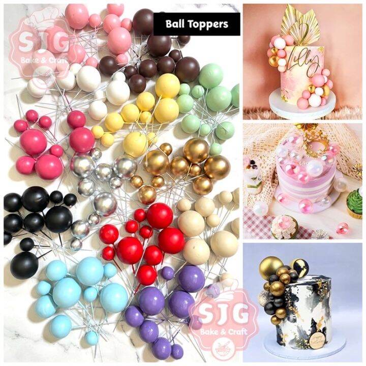 10 pcs gold balls silver balls cake topper pearl ball mini balloons ...
