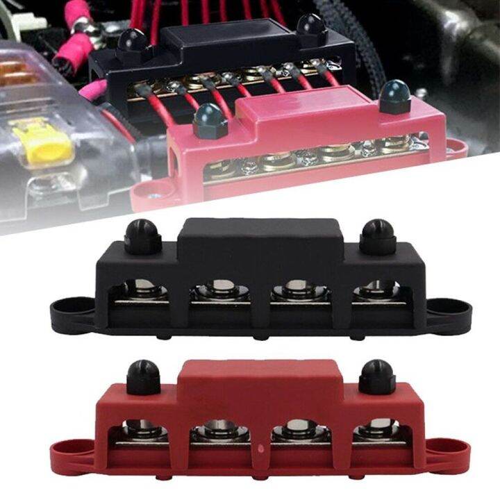 CYNICAL Positive Negative with Cover Marine Ground 4 Way Bus Bar M8 Terminal Studs 48V 250A ...