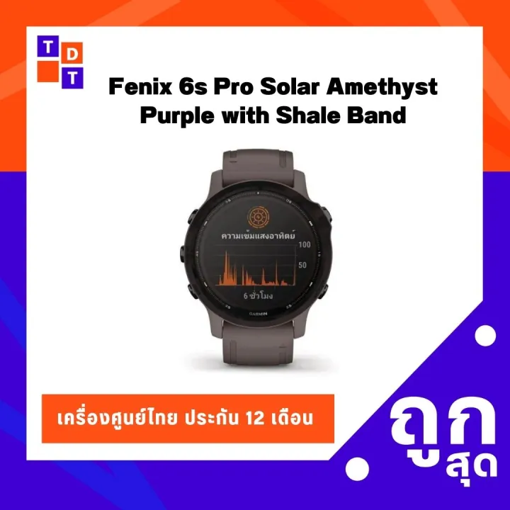 Garmin Fenix 6s Pro Solar Amethyst Purple with Shale Band เครื่องศูนย์ ...