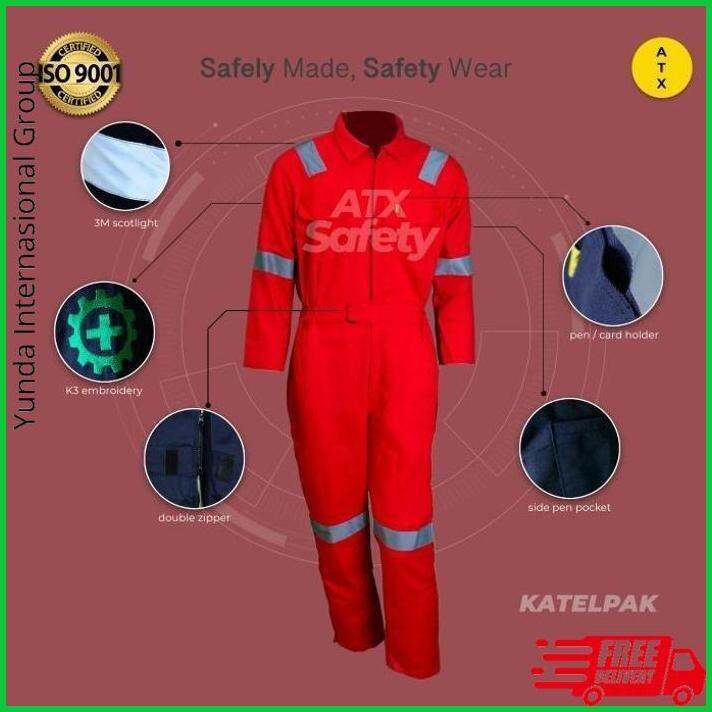 Wearpack Baju Safety Katelpak Coverall Terusan Jumpsuit Merah Atx ...