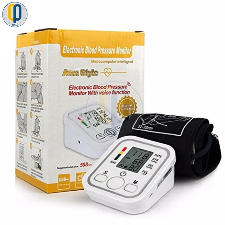 Electronic Digital Blood Pressure Monitor Microcomputer Intelligent Arm ...