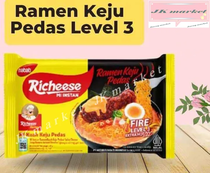 Mie Richeese Fire level 3 Ramen keju Pedas 1 Dus isi 40 pcs | Lazada ...