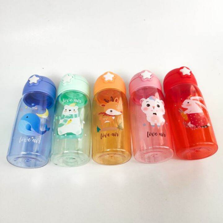 Botol Air Minum Anak Gambar 500ML Tombol Pencet Bintang Sedotan ...