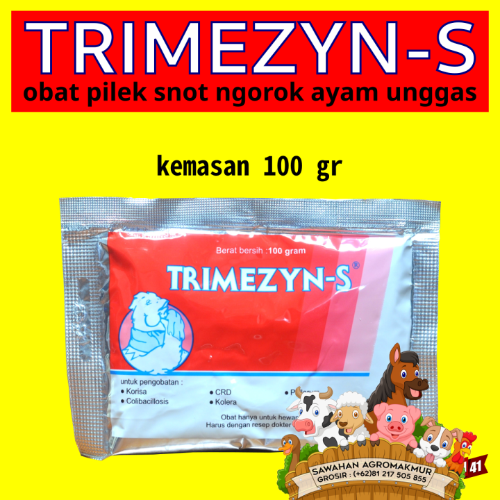 Obat Pilek Snot Ngorok cekrek Ayam Unggas TRIMEZYN SERBUK 100 gr Medion ...