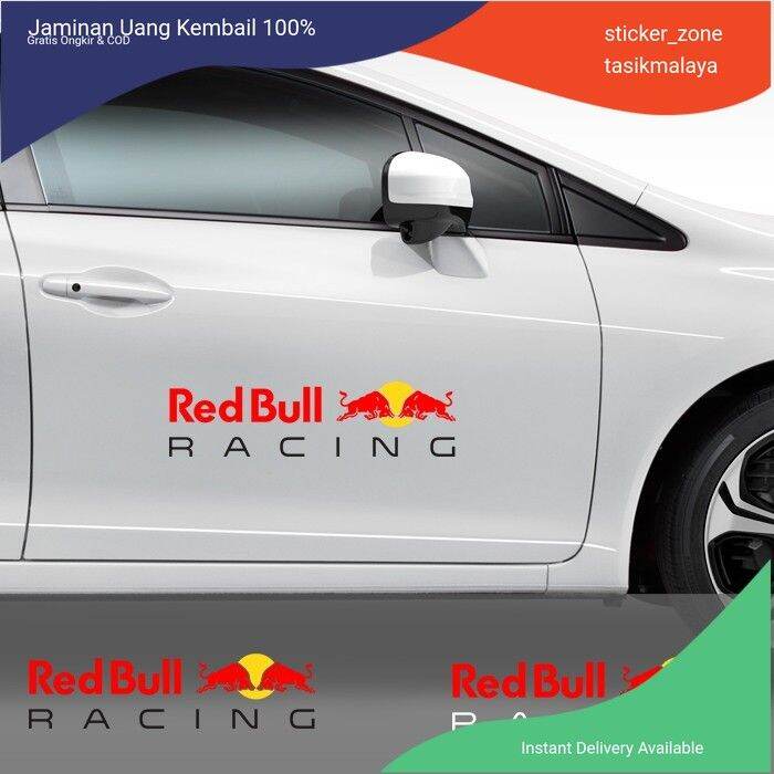 PREMIUM Sticker Red Bull Racing 60 cm Pintu Kaca Mobil Racing Stiker ...