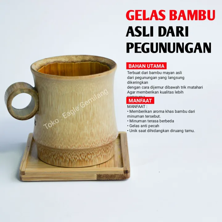 Gelas cangkir bambu mayan asli dari pegunungan di sukabumi, cocok untuk ...