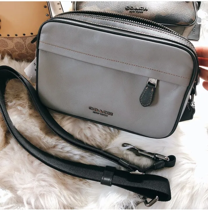 Authentic F39946 Coach Men's Graham Zip Crossbody in Natural Smooth ...
