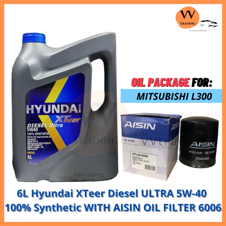 [OIL PACKAGE] 6L Hyundai XTeer Diesel ULTRA 5W40 100% Synthetic PLUS ...