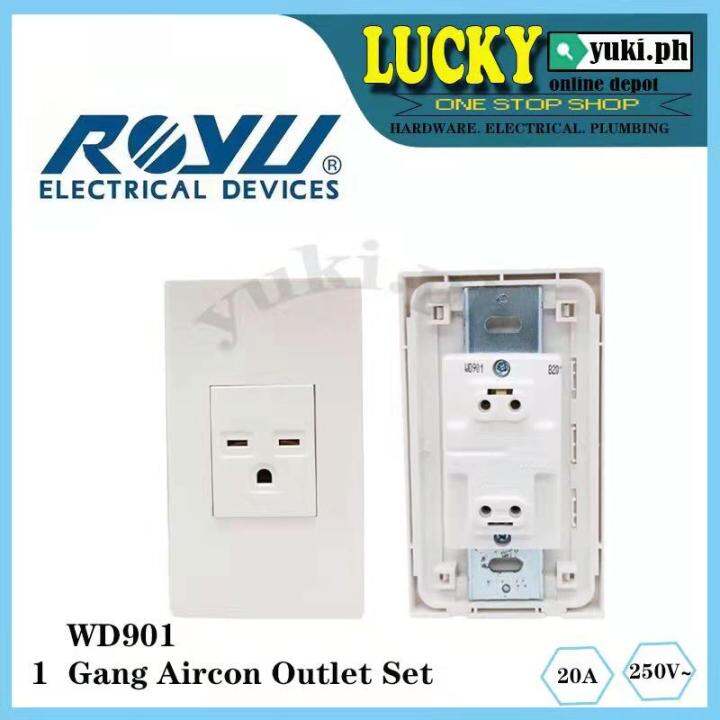 WD901 ROYU WIDE SERIES 1-GANG AIRCON OUTLET SET 20A-250V | Lazada PH