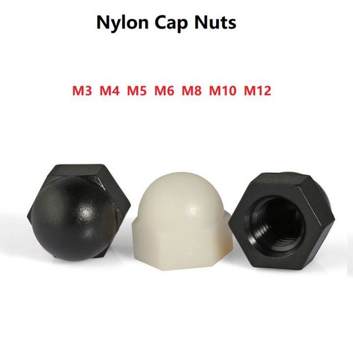 Nylon Cap Nuts M3 M4 M5 M6 M8 M10 M12 White or Black Plastic Hex Nut Cap Nuts Decorative Cover ...