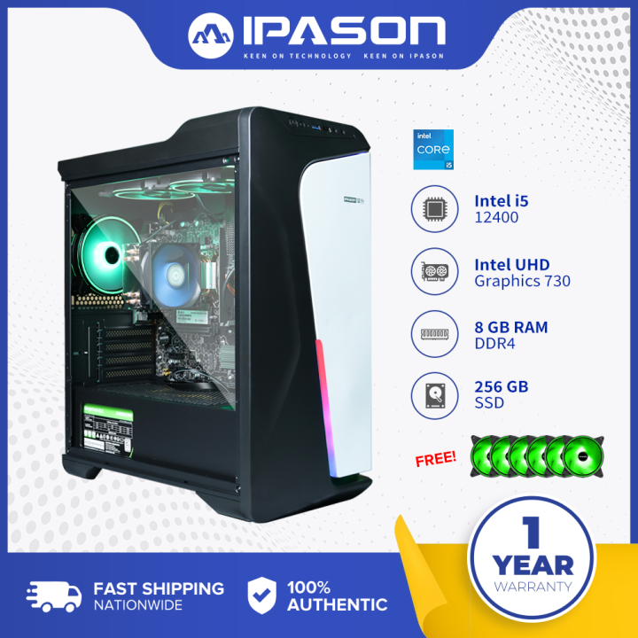 IPASON Gaming Desktop Computer Intel i5 12400 6 Core 12 Threads RTX 3060 GTX1660S GTX 1650 12G ...