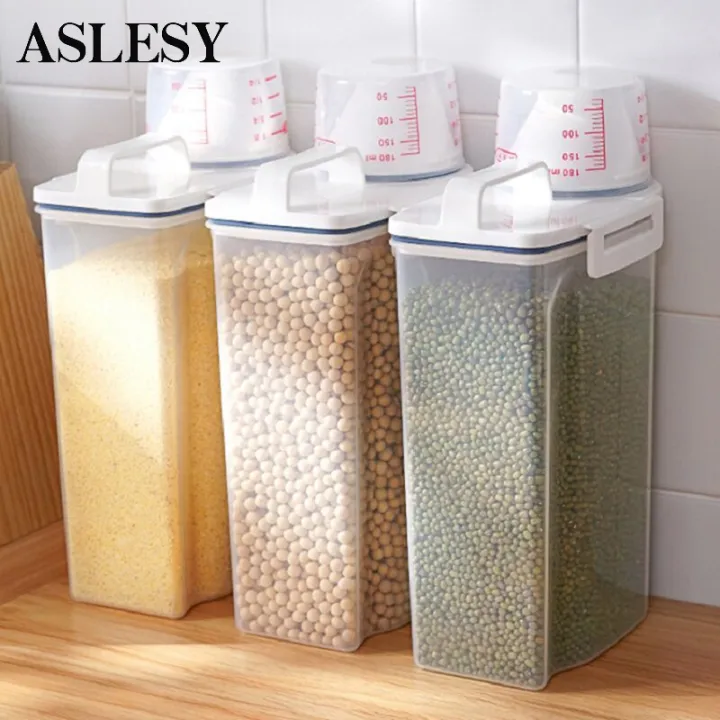 Plastic Rice Storage Container 2kg Kitchen Sealed Bottles Cereals ...