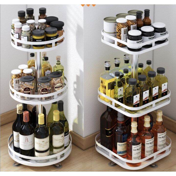 2/3 Tier 360° Rotating Spice Rack Rotatable Kitchen Seasoning ...