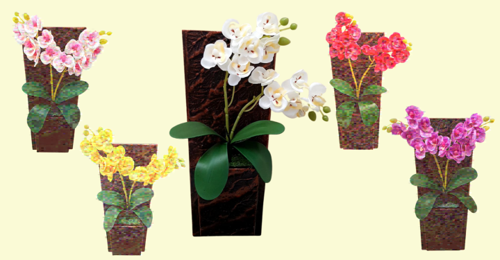 ANGGREK POT TEMPEL DINDING BUNGA ARTIFISIAL HIASAN DEKORASI RUMAH ...