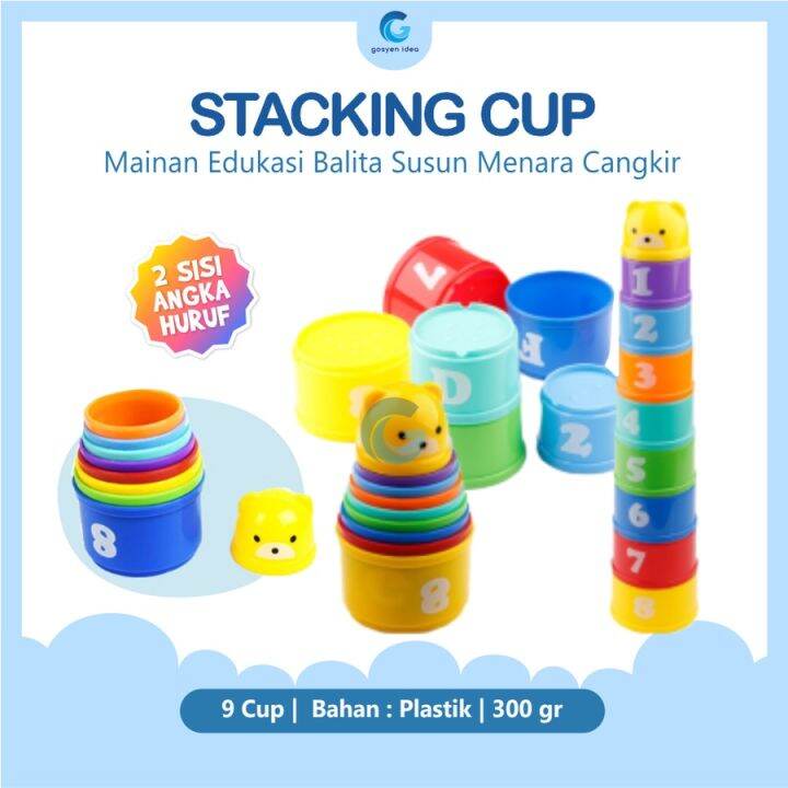 stacking mainan edukasi sorting cup menara bayi Gelas anak susun | Lazada Indonesia