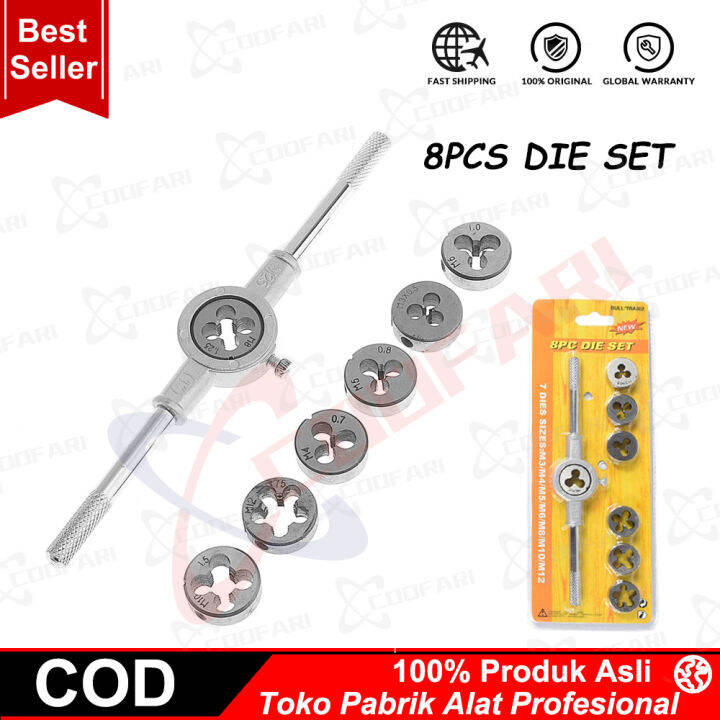 SET 8 PCS HAND TAP ULIR DRAT LUAR DIE SET M3-M12 METAL SCREW TAPS ...