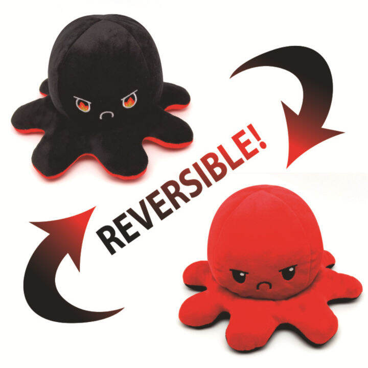 Reversible Plushie Octopus Animal Mood Flip Reversable Toy Octupus ...