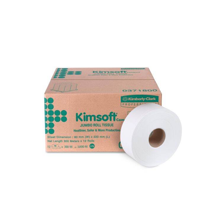 03718 กระดาษชำระม้วนใหญ่ Kimsoft Compact JRT 2 Ply 300 M. -สินค้าฉลาก ...