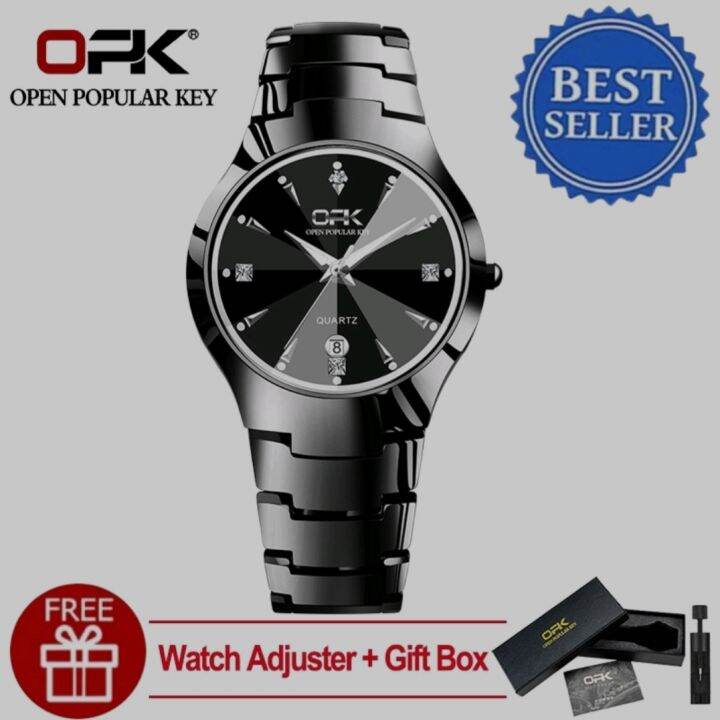 OAK Open Popular Key Watch for Men / Women Black Stainless Steel Quartz ...