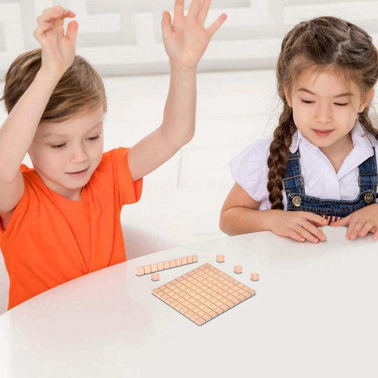Wooden Math Block Educational Wood Square Blocks Decimal Teaching ...