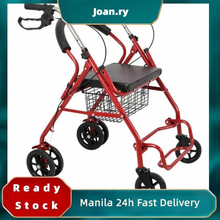 Elderly walker trolley can push and sit shopping cart elderly leisure ...