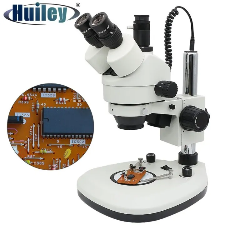 Trinocular Stereo Microscope Top Bottom LED Light Source 7X-45X Zoom ...