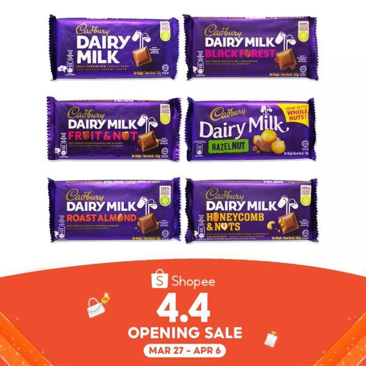 Cadbury Dairy Milk 160g (chocolate/hazelnut/fruit nut/roast almond ...