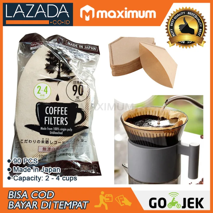 MAX COD - [DAISO 90PCS] Coffee Paper Filter Kertas Penyaringan Kopi 2-4 ...