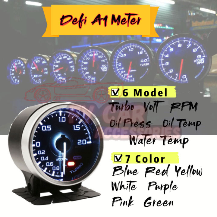 Defi Meter Advance A1 60mm 7 Colors for All Car Type Turbo / RPM / Volt ...