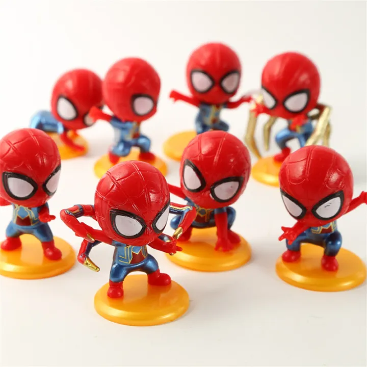 8 piece Q version of Spiderman Cake Toppers Decorative Ornament for ...