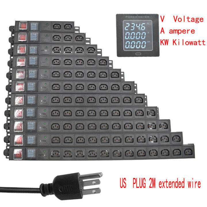 PDU Power Distribution Unit 2-20 IEC C13 output SPD Power Strip ammeter ...