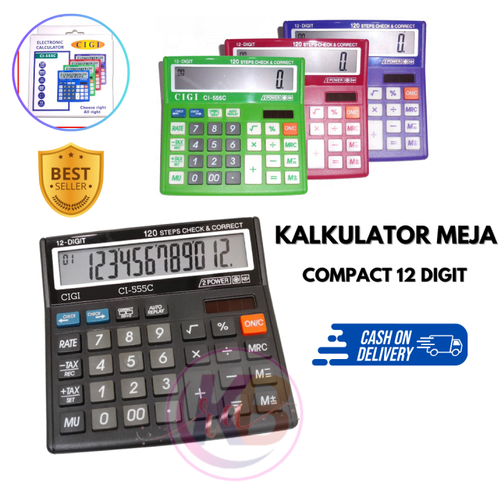 Kalkulator Cigi 555C / Kalkulator Dagang (12 Digit) / Tax Calculator ...