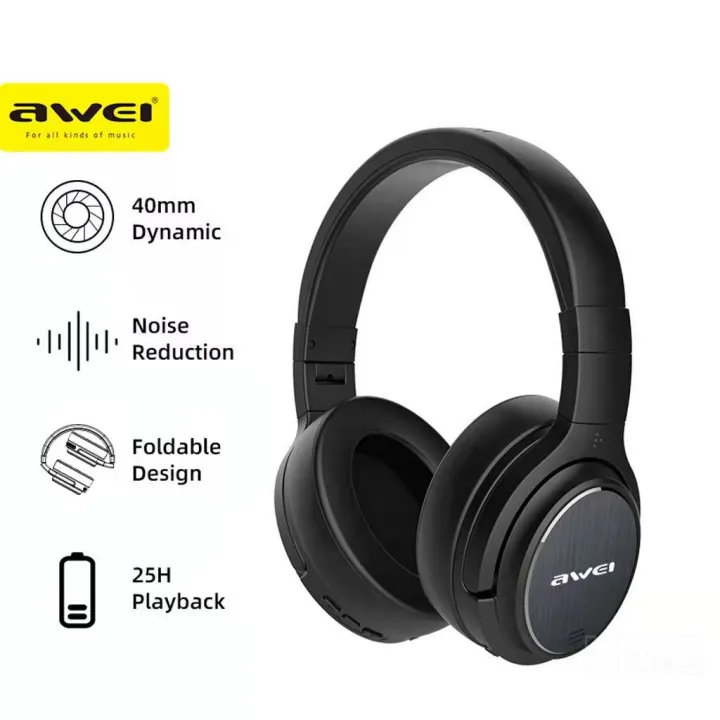 Awei A950BL Headphones Bluetooth Earphones Noise Cancelling Gaming ...