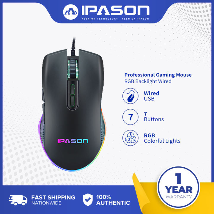 Ipason Professional Gaming Mouse RGB Backlight Wired Mice Game Optical ...