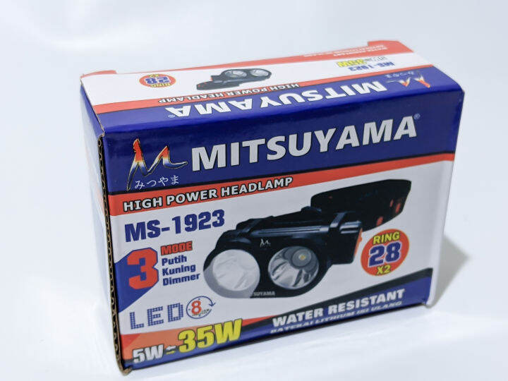Senter Kepala Magnet Led 3 Mode Putih Kuning Dimmer Headlamp Mitsuyama MS -1923 Water | Lazada ...